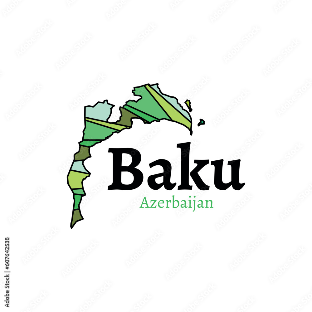 Detailed map of Baku city administrative area. Royalty free vector ...
