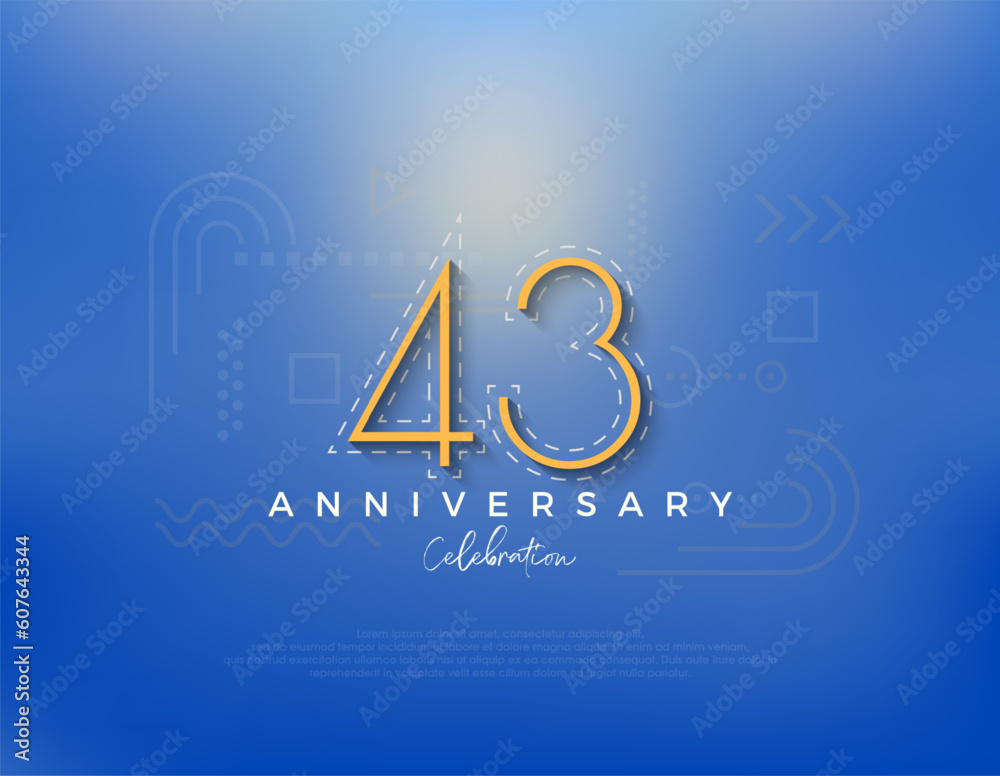 Line art number design for 43rd anniversary celebration. Premium vector ...