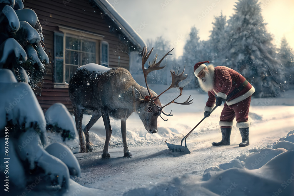 Even Santa Does his Chores - Santa looks annoyed while he's outside ...