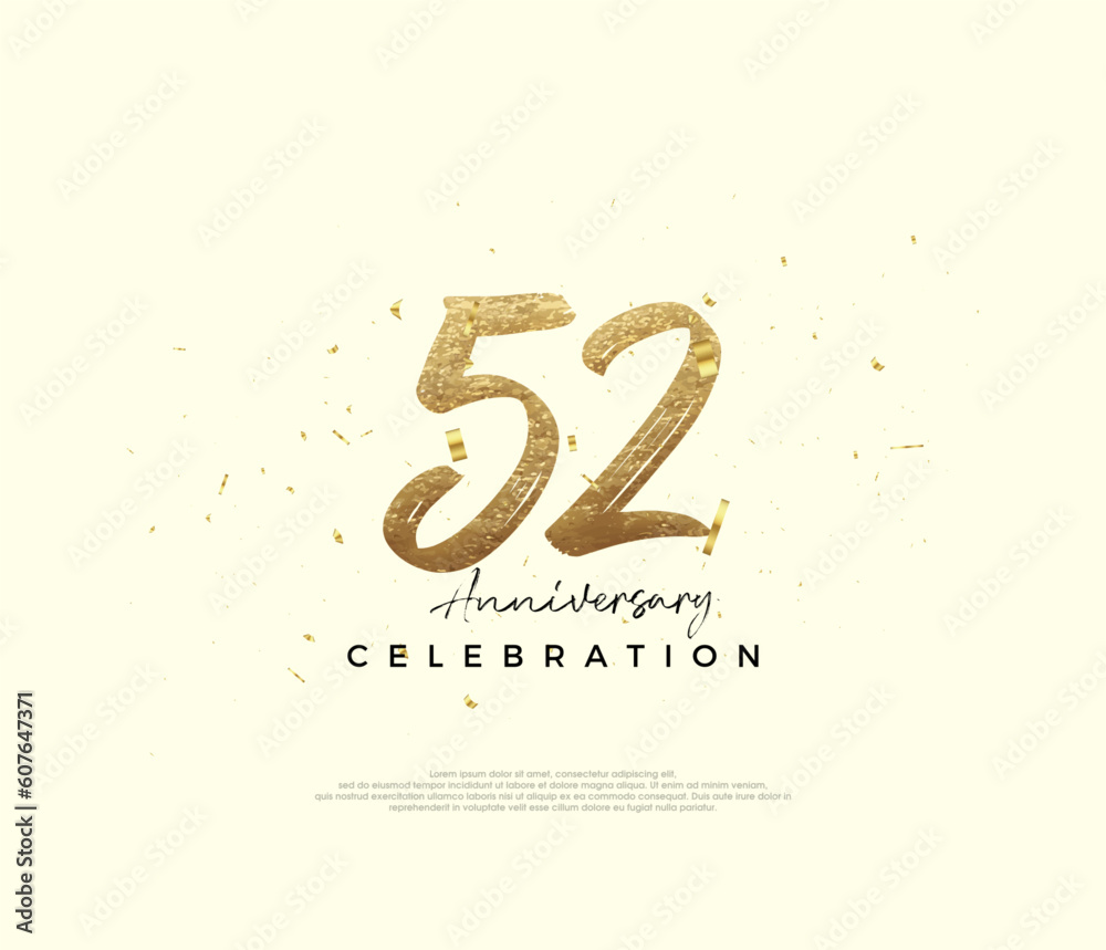 52nd anniversary celebration, with gold glitter numbers. Premium vector ...