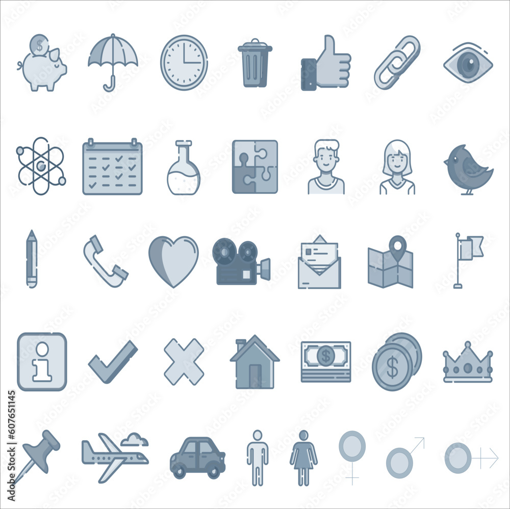 Vector graphic set. 40x40 pixels. Editable stroke size. Icons in flat ...
