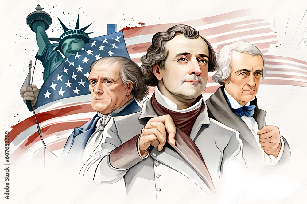 on a white background, a watercolor drawing of an American soldier ...