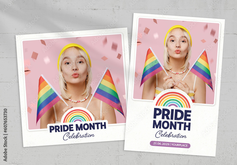 LGBT Pride Month Photo Card Layout Stock Template | Adobe Stock