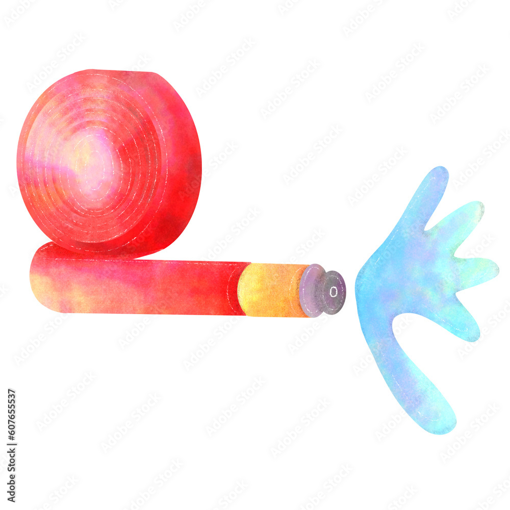 Watercolor fire hose hand-drawn. Fire safety equipment cartoon ...