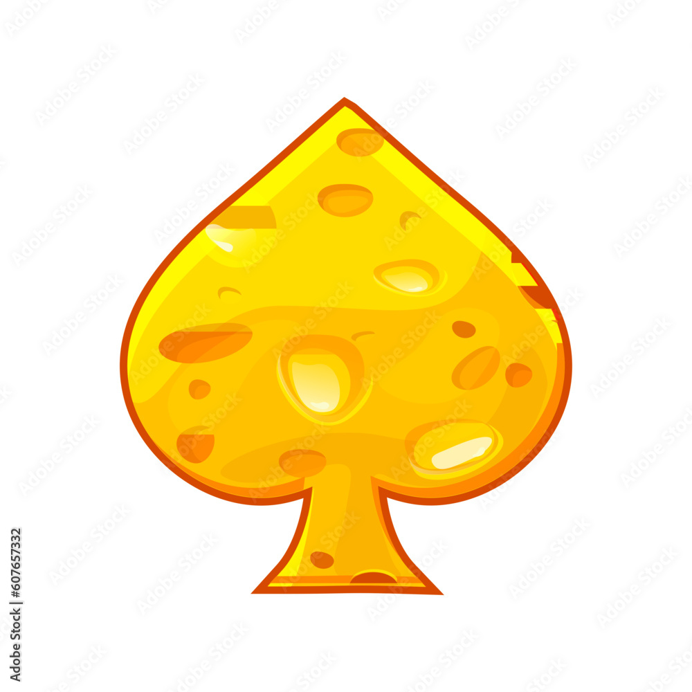 Spades playing card symbol in cheese texture. Cartoon spades icon ...