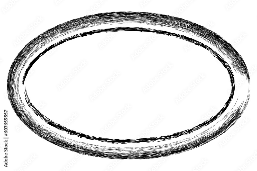 vector simple double line oval frame from black crayon, at white ...