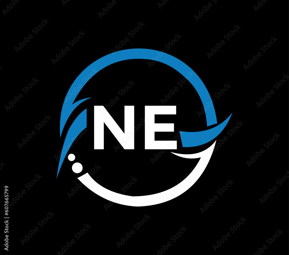 NE letter logo design with a circle shape. NE circle and cube shape ...