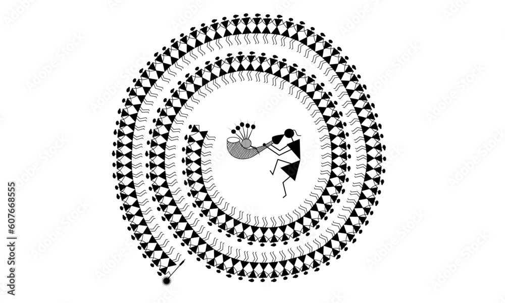 Warli Folk dance ...tarpa dance Stock Vector | Adobe Stock