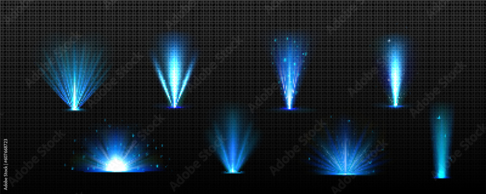 Blue explode glow with light ray and shine vector effect. Magic burst ...