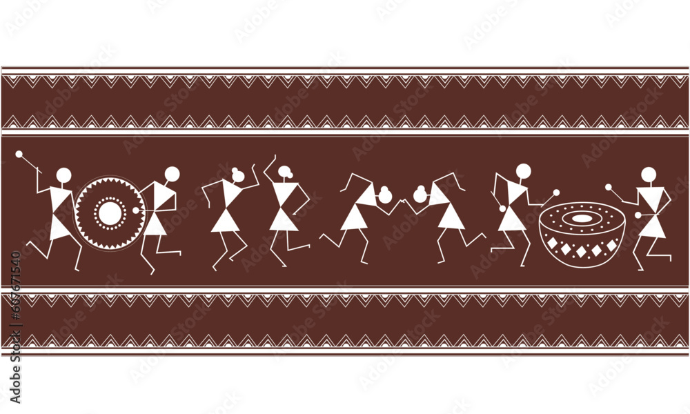Warli Folk dance & tarpa dance Stock Vector | Adobe Stock