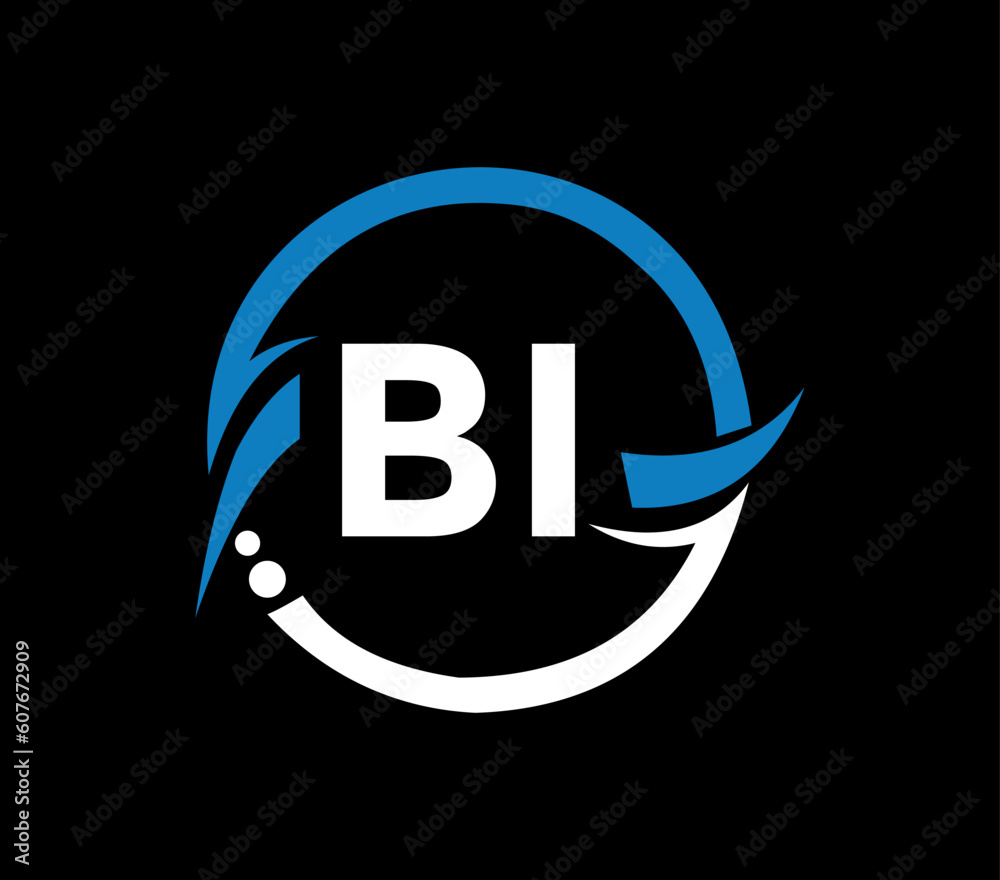 BI letter logo design with a circle shape. BI circle and cube shape ...