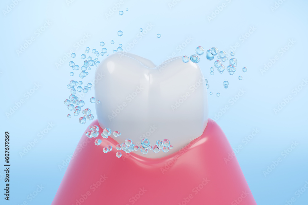 Healthy gums and Teeth with bubble metaphor toothpaste, tooth and gum ...