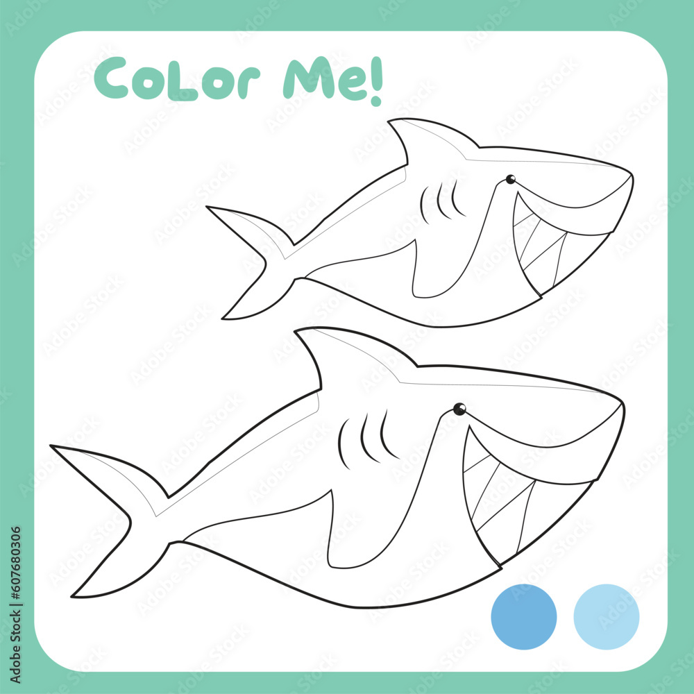 Vetor de Coloring the sharks the sea animal. Coloring sea animals ...