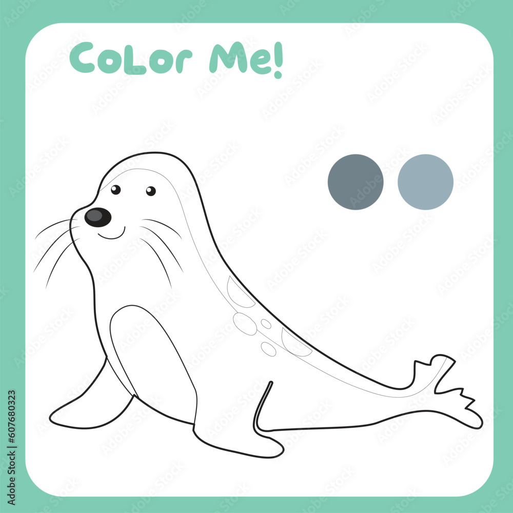 Coloring a seal the sea animal. Coloring sea animals worksheet ...