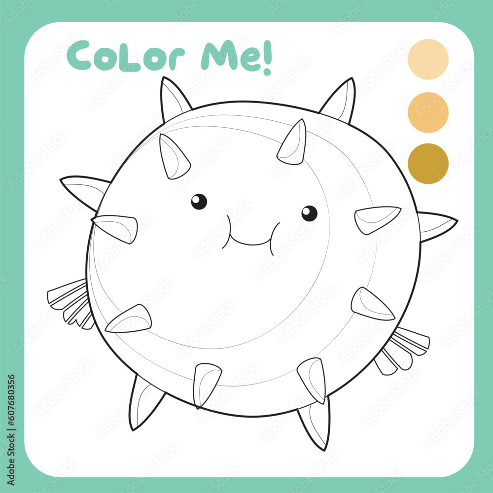 Coloring a pufferfish the sea animal. Coloring sea animals worksheet ...