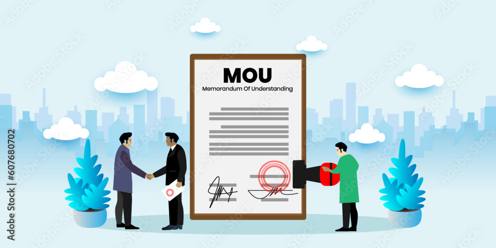 mou memorandum of understanding Concept With icons. Cartoon Vector ...