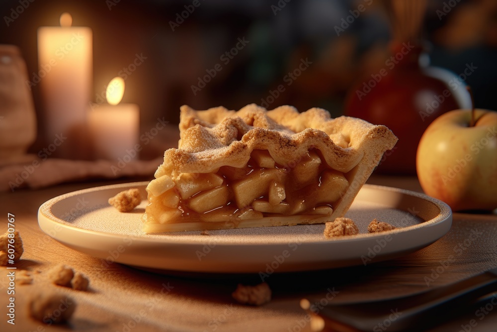 Apple Pie Slice Sliced Lattice Dutch A La Mode Vanilla Ice Cream ...