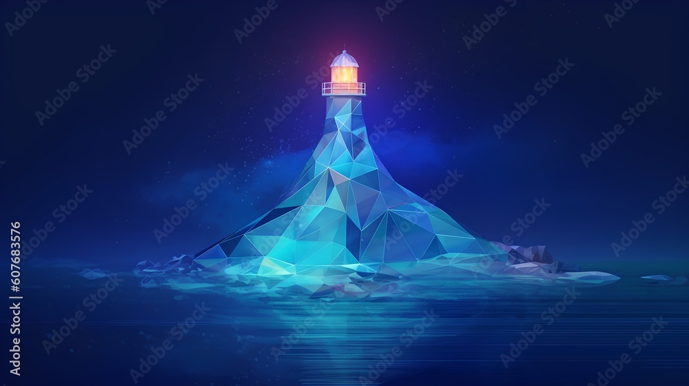 Towering lighthouse in a futuristic, digital world. Evolving technology ...