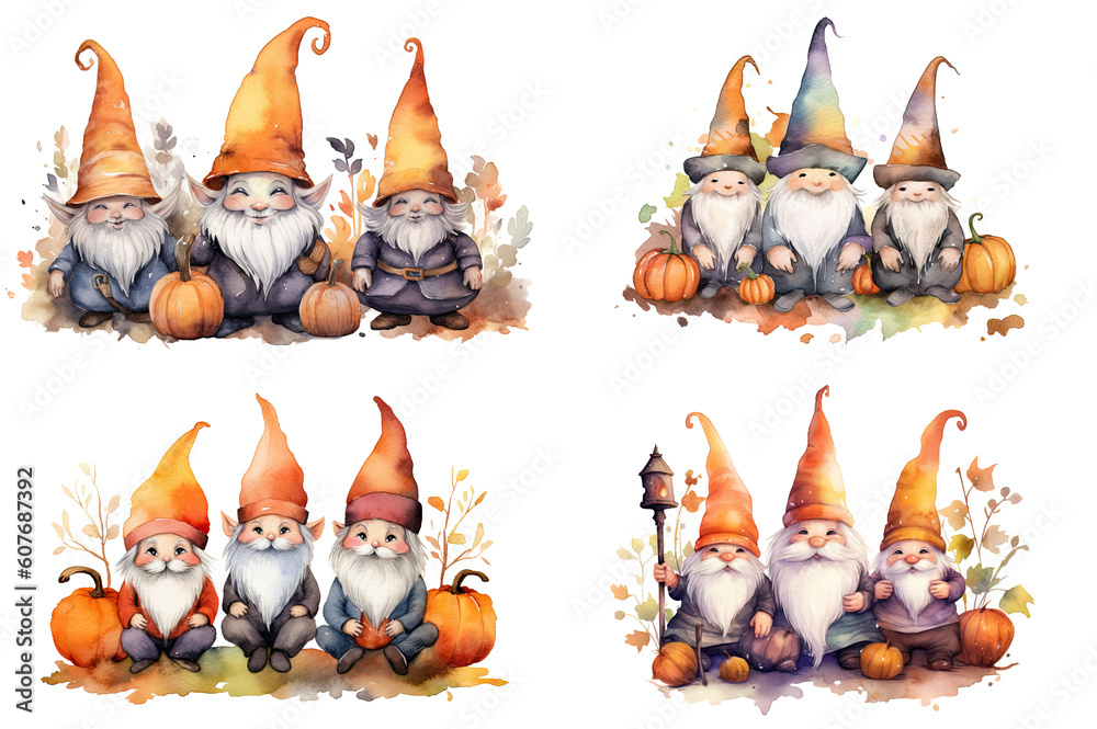 Fall gnomes created with Generative AI technology Stock Illustration ...