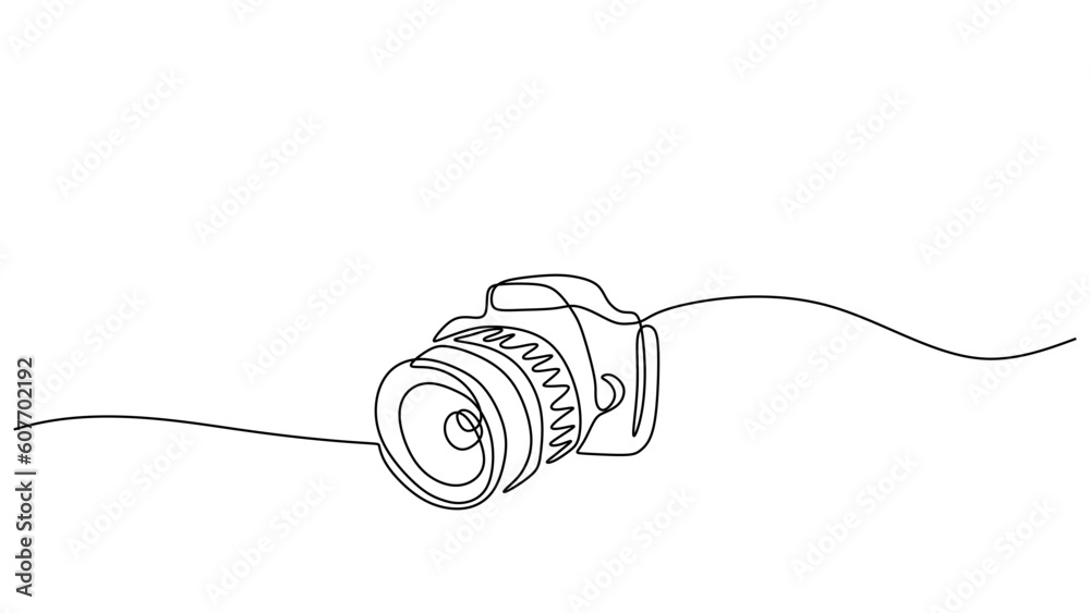 DSLR Camera continuous one line drawing, vector illustration editable ...