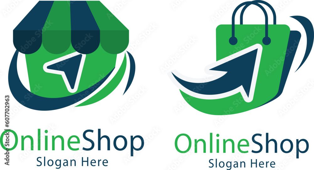 Set of Online Shop Logo Designs Template. Illustration of vector ...
