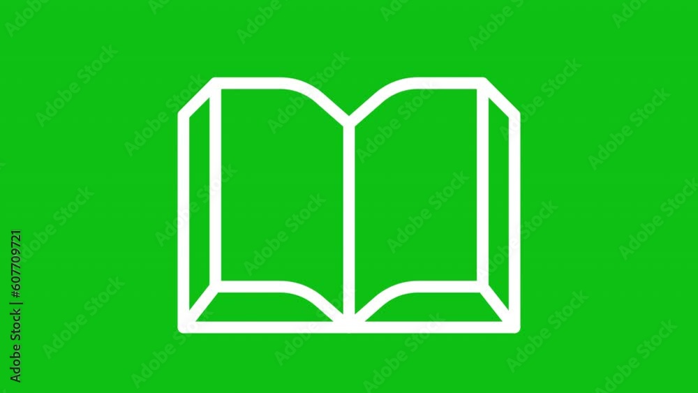 Animated opened book white line icon. Turning pages animation ...