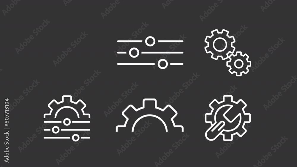 Video „Animated settings white line icons. Spinning gear animation ...