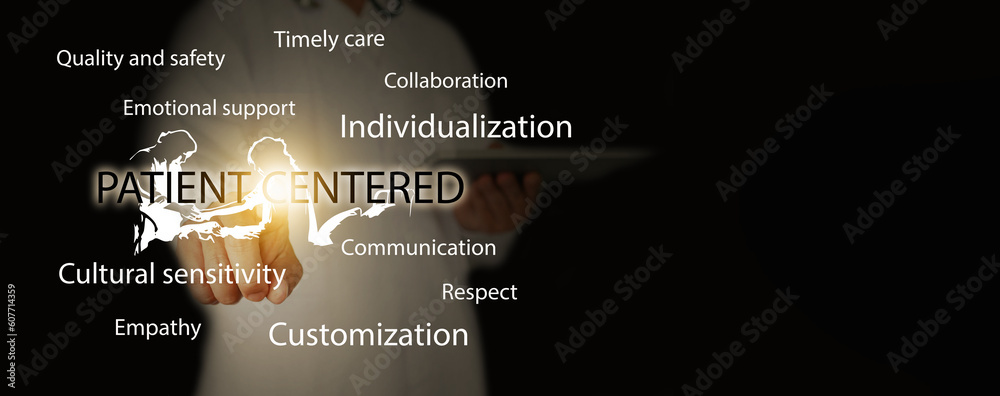 Person-Centered Care: A Physician's hand tapping on the Word Patient ...