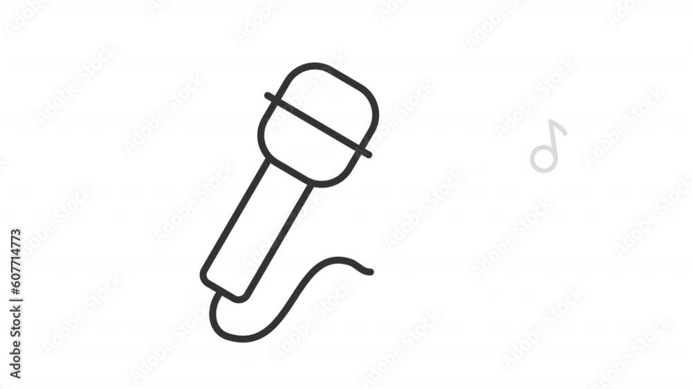 Animated hand microphone line icon. Singing sound animation. Musical ...
