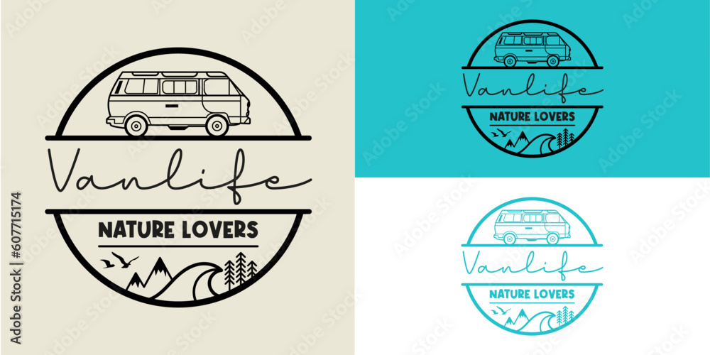 VANLIFE - LOGO - STICKER - LABEL - NATURE LOVERS Stock Vector | Adobe Stock