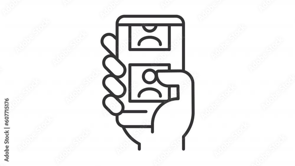 Scroll social media icon animation. Animated line hand holding ...