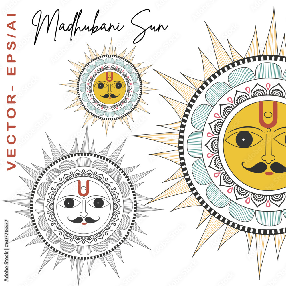 Madhubani Sun a symbol of fertility and prosperity in Madhubani ...
