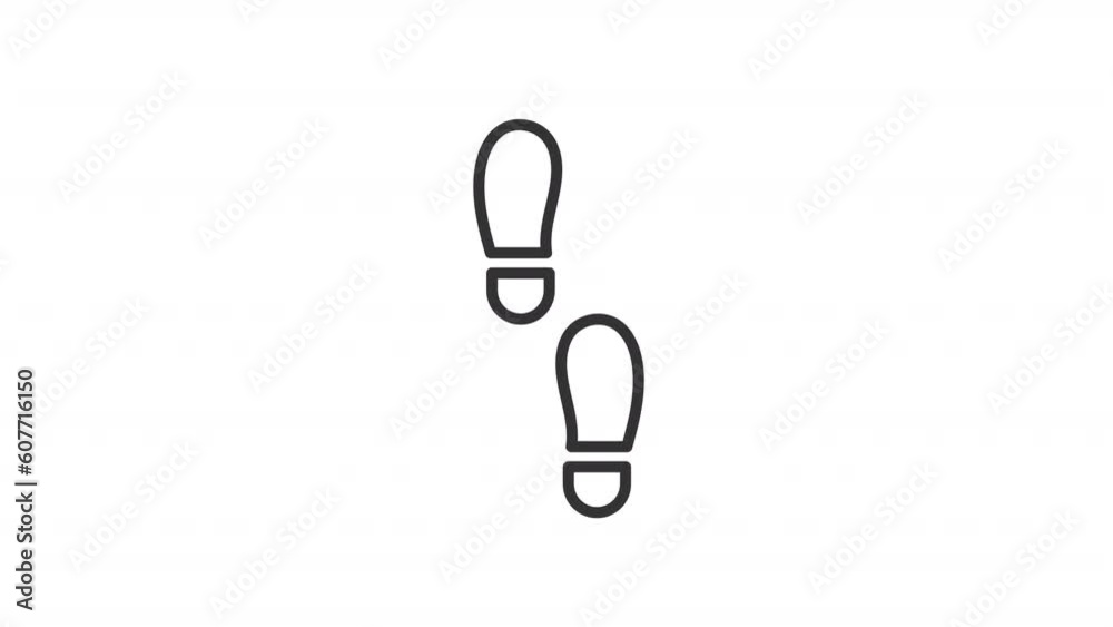 Animated footsteps line icon. Shoe prints animation. Walking exercise ...