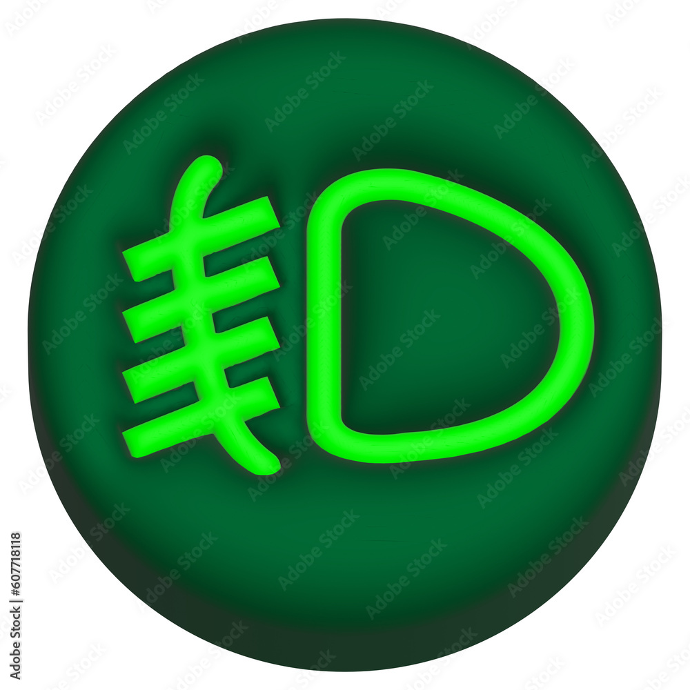 Car warning symbol light 3D icon illustrations, Fog beams indicator ...