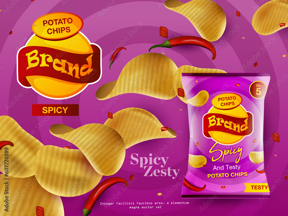chips on blackboard background, classic retro design in 3d illustration ...