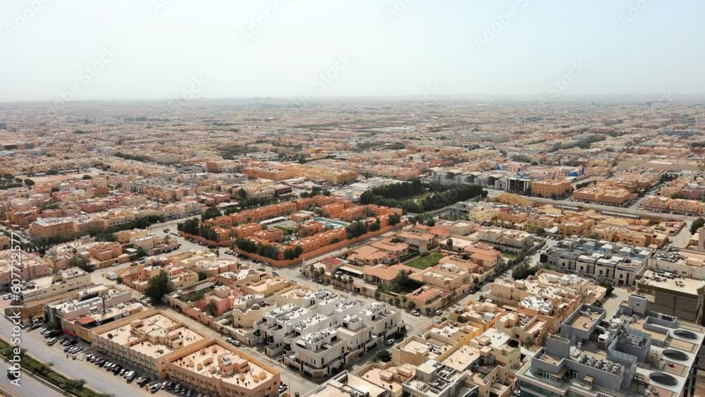 Riyadh: Aerial view of capital city of Saudi Arabia, low-rise ...