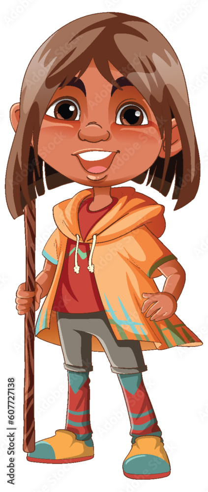 Indigenous girl cartoon character Stock Vector | Adobe Stock
