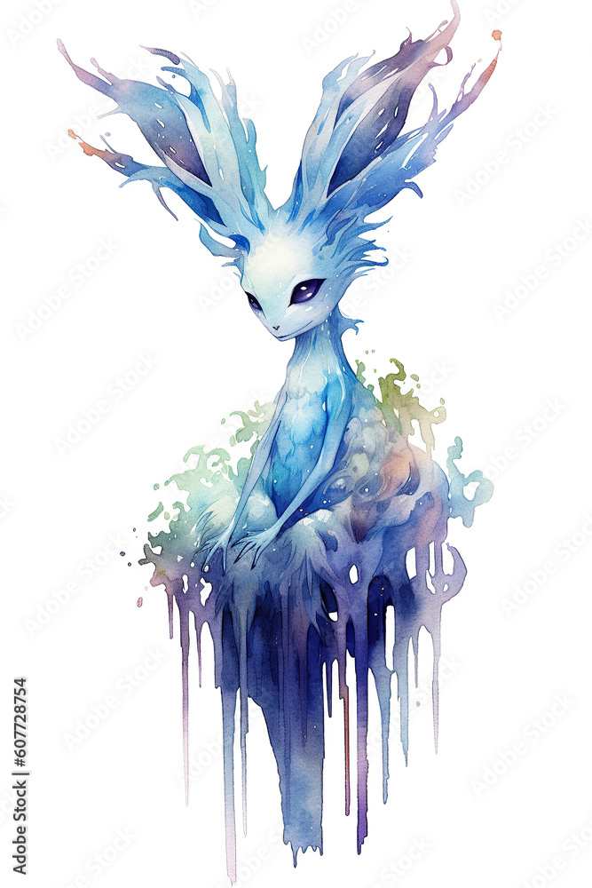 Banshee watercolor clipart cute isolated on white background Stock ...