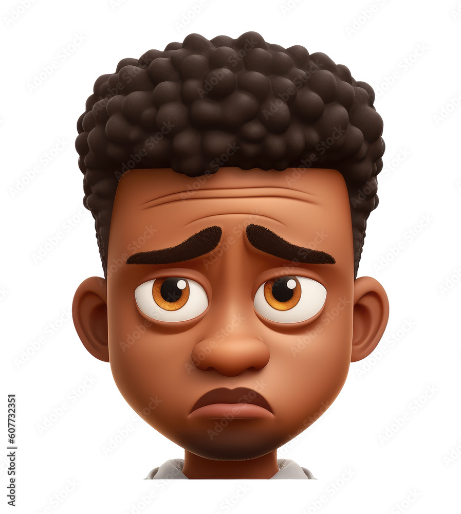 Emoji sad African-American man on transparent background. PNG, memoji ...