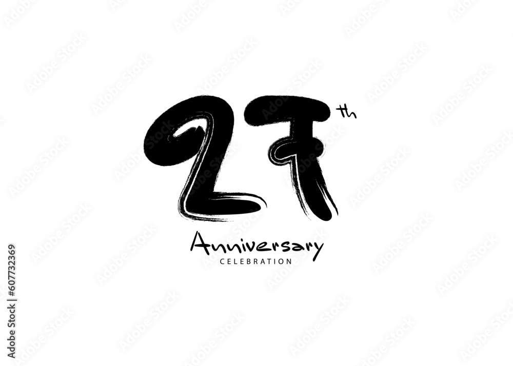 Vetor de 27 Years Anniversary Celebration logo black paintbrush vector ...