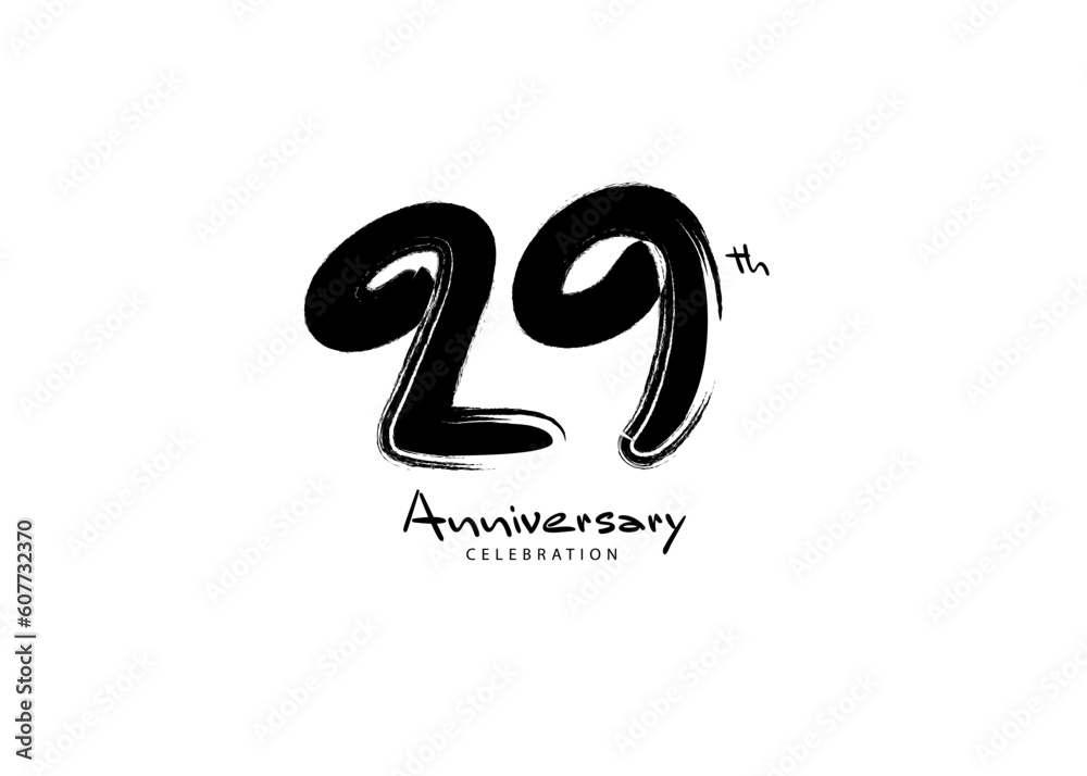 29 Years Anniversary Celebration logo black paintbrush vector, 29 ...
