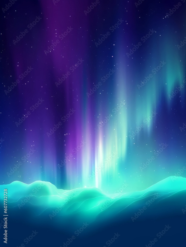 Aurora Borealis abstract background, northern lights in polar night sky ...