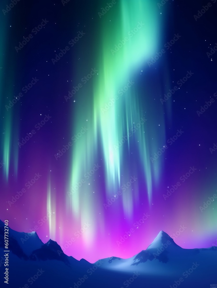 Aurora Borealis abstract background, northern lights in polar night sky ...