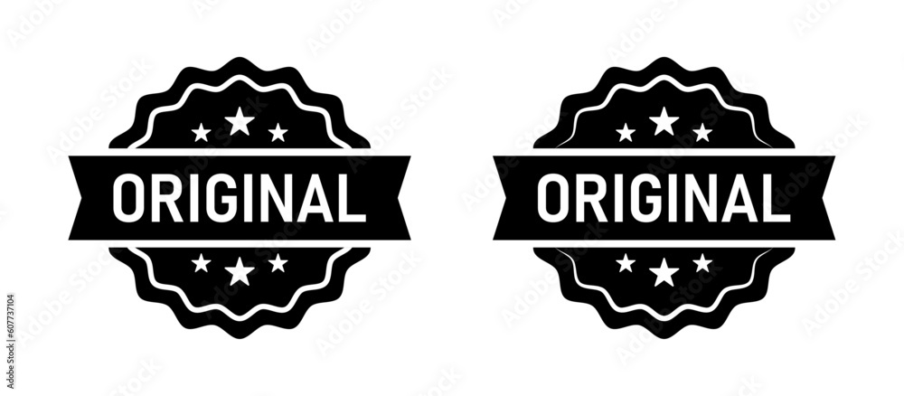 Original icon logo black stamp vector or genuine premium seal label tag ...