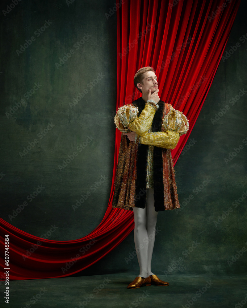 Portrait of thoughtful young man, prince, royal person in retro costume ... Portrait of thoughtful young man, prince, royal person in retro costume ...