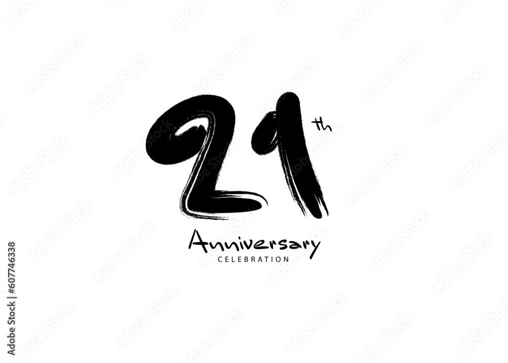 21 Years Anniversary Celebration logo black paintbrush vector, 21 ...