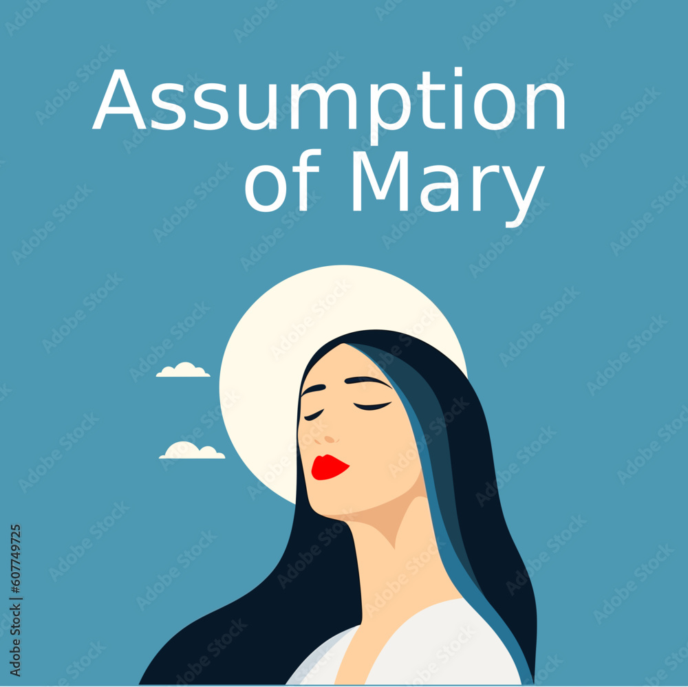 Assumption of Mary vector illustration. Virgin Mary icon vector ...