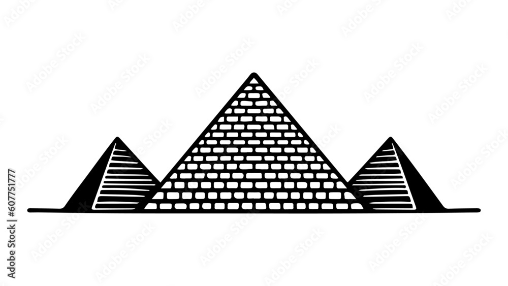 Pyramid ancient building black and white vector illustration simple ...