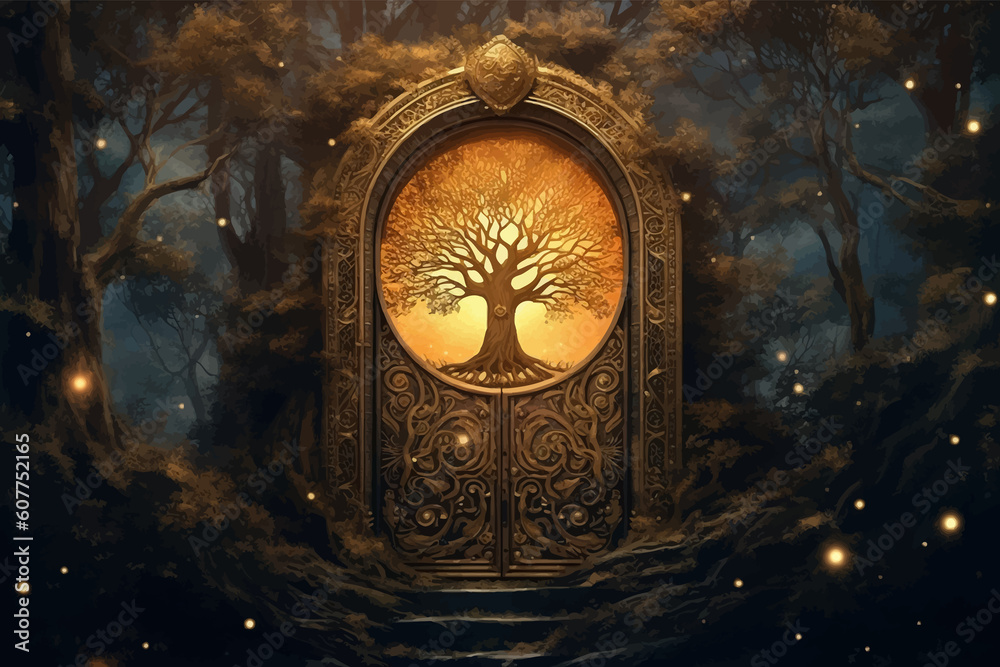 Magic Gate. Mysterious Entrance portal to Fantasy world. Ancient ruins ...