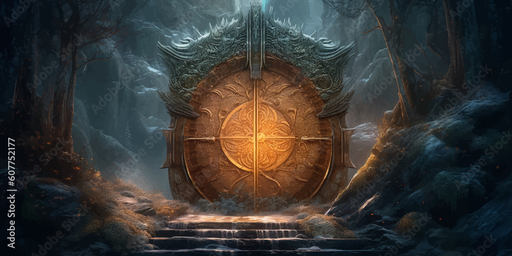 Magic Gate. Mysterious Entrance portal to Fantasy world. Ancient ruins ...